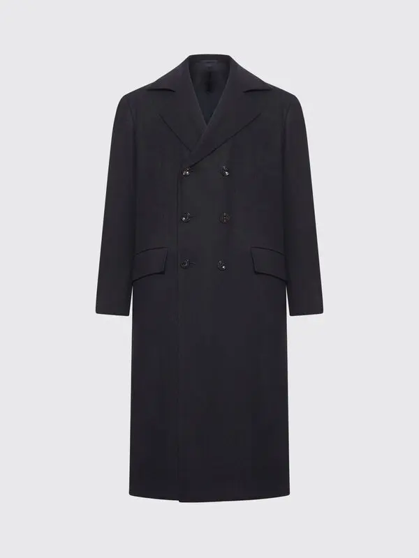 Kiton Double Breasted Coat - Black