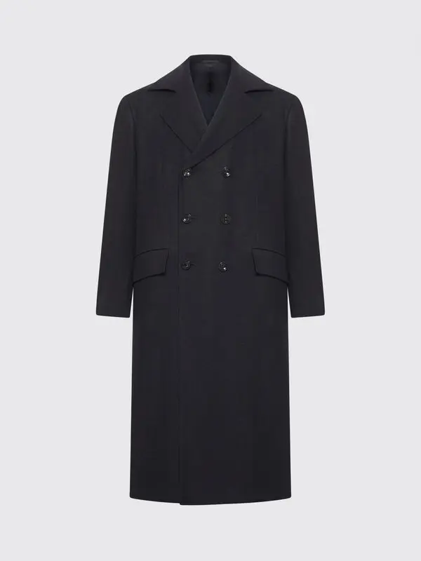 Kiton Double Breasted Coat - Black