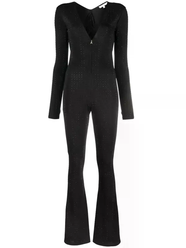 Patrizia Pepe Rhinestone-embellished Bootcut Jumpsuit - Black