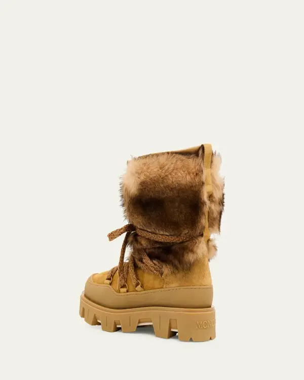 Moncler Suede And Shearling Ankle Boots