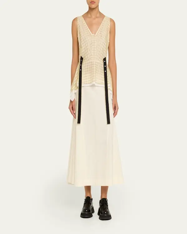 3.1 Phillip Lim Sleeveless Plaid Organza Flounce Top