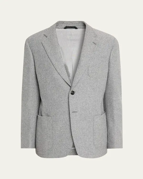 Giorgio Armani Birdseye Cashmere Single-breasted Blazer - Grey