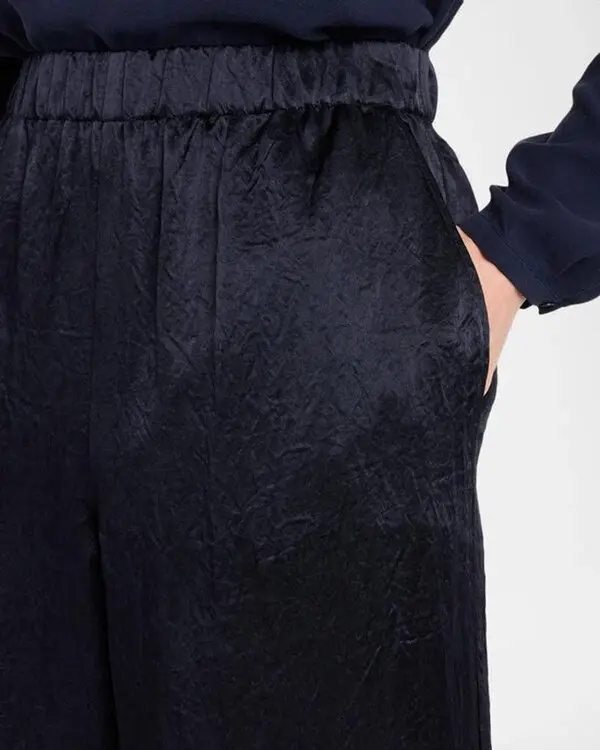 Eileen Fisher Wide-leg Crinkled Satin Pants
