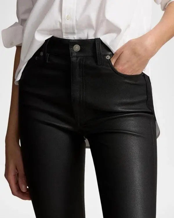 Polo Ralph Lauren Lambskin Leather Five-pocket Pants - Black