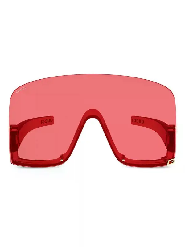 Gucci Logo-detail Shield Sunglasses - Red