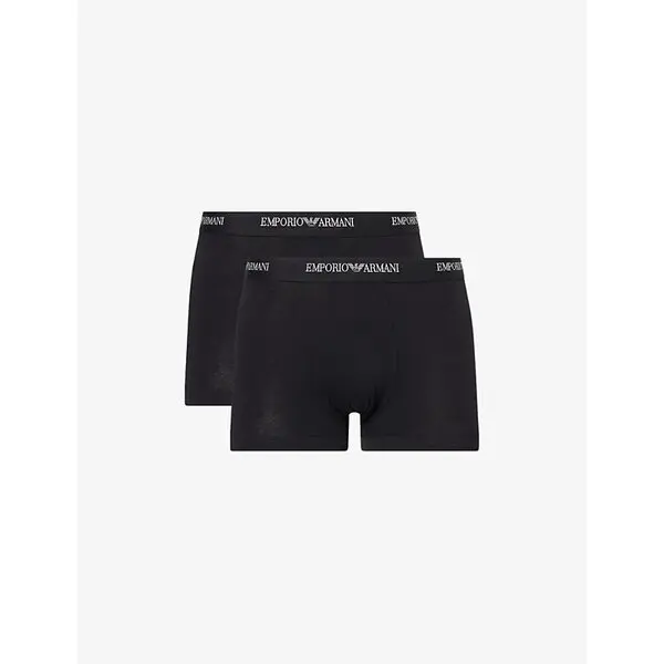 Emporio Armani Branded-waistband Pack Of Three Cotton-jersey Boxer Briefs - Black/black/black