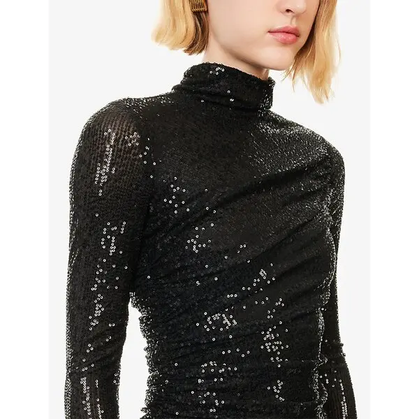 NEEDLE & THREAD Malia Sequin Turtleneck Top