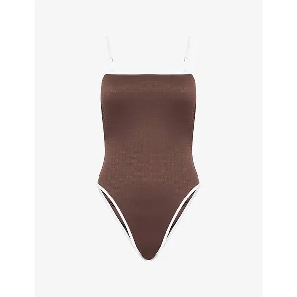 Seafolly Square-neck Crinkle One-piece Swimsuit - Dark Chocolate
