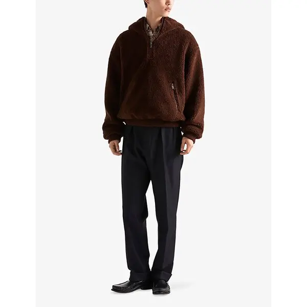 Prada Hooded Borg Wool-blend Jacket