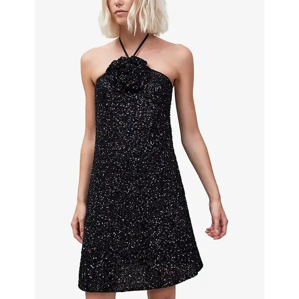 RO&ZO Sequin Halter-neck Mini Dress