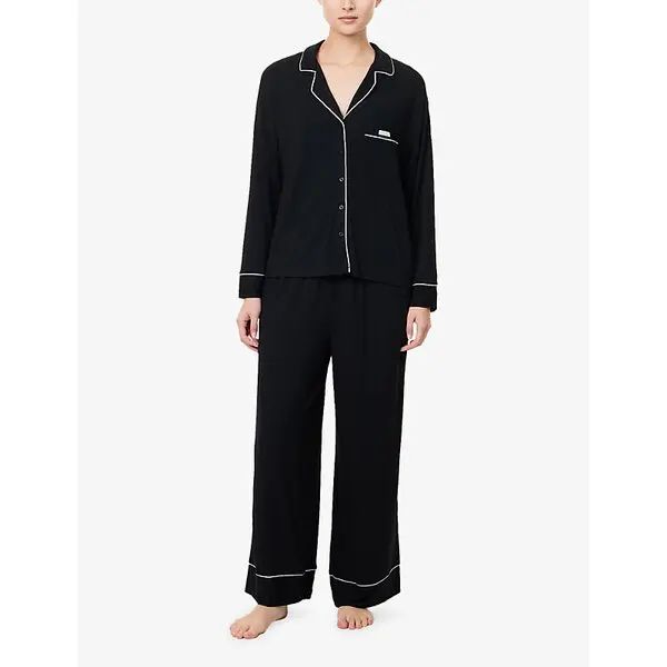 Lounge Logo-patch Piping Stretch-jersey Pyjamas Top