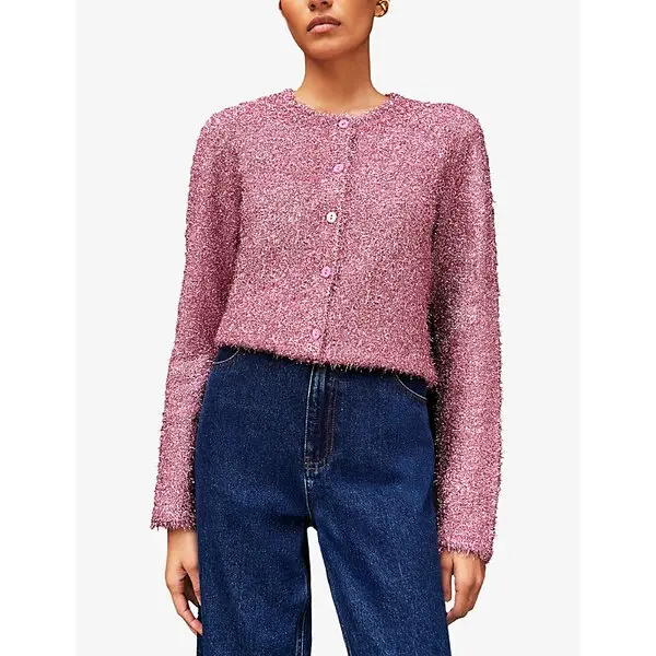 RO&ZO Sparkle Round-neck Knitted Cardigan