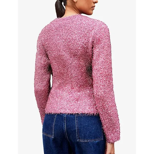 RO&ZO Sparkle Round-neck Knitted Cardigan