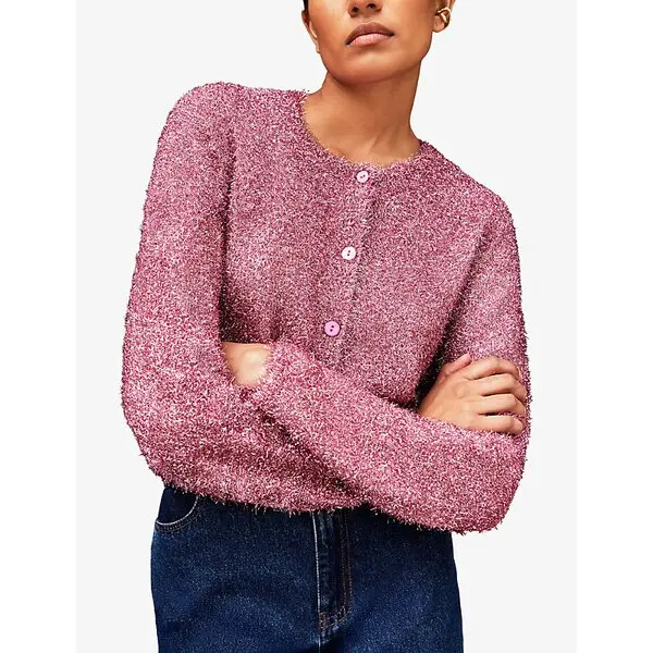 RO&ZO Sparkle Round-neck Knitted Cardigan