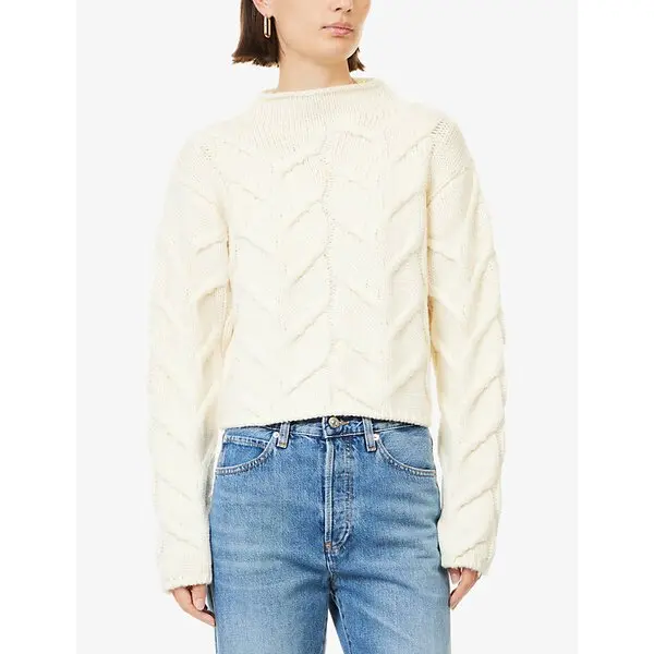 FRAME The Cable Funnel-neck Wool Jumper