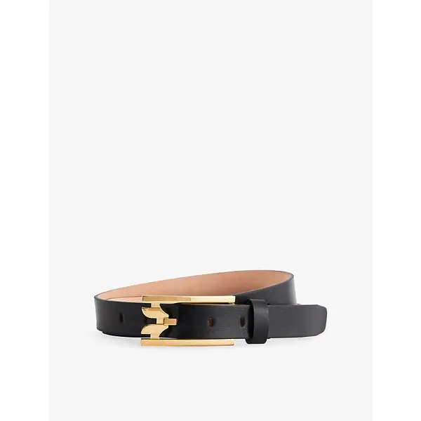 Victoria Beckham Curved Side Leather Belt - Black