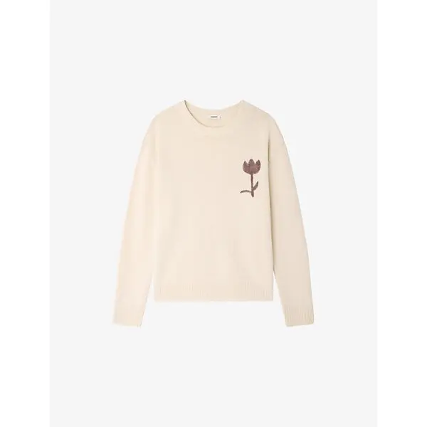 Sandro Flower-motif Knitted Wool Jumper