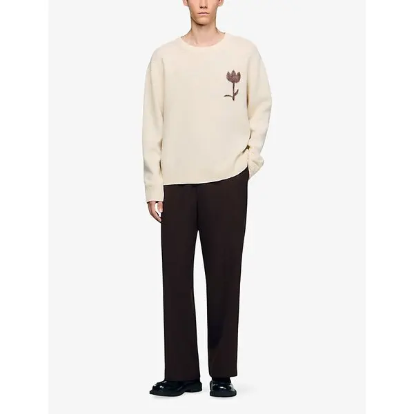 Sandro Flower-motif Knitted Wool Jumper