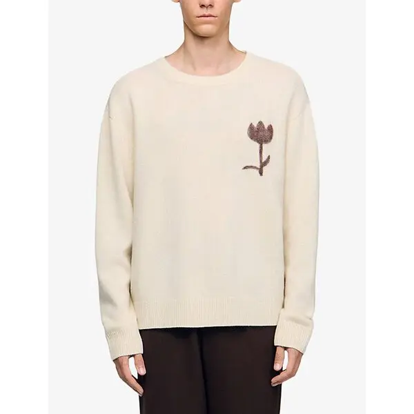 Sandro Flower-motif Knitted Wool Jumper