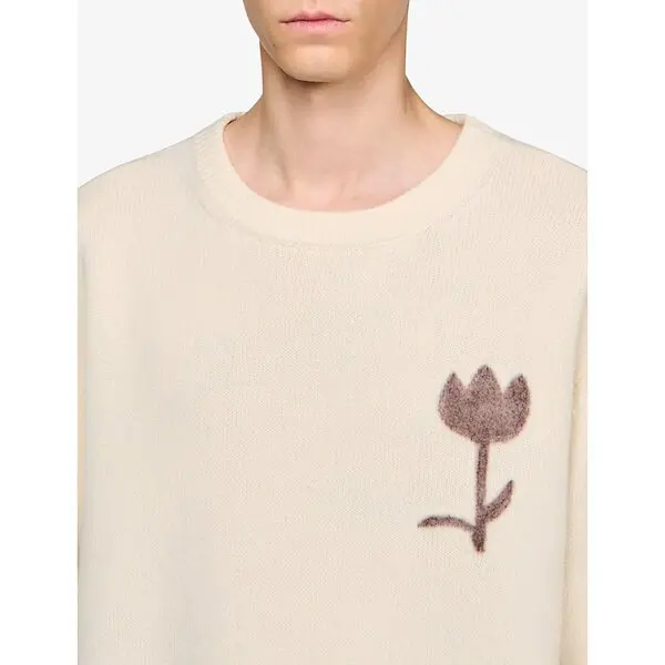 Sandro Flower-motif Knitted Wool Jumper