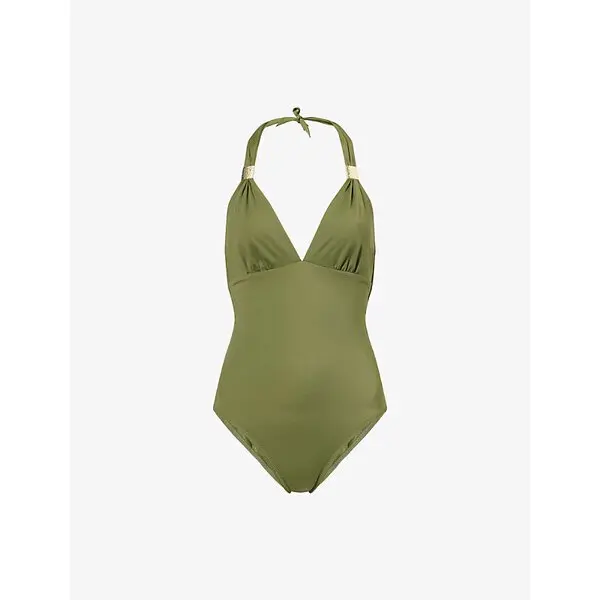 Heidi Klein Slider Halterneck Swimsuit - Olive