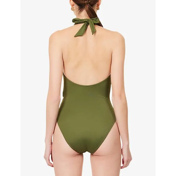 Heidi Klein Slider Halterneck Swimsuit - Olive