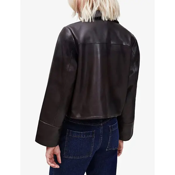 RO&ZO Collared Regular-fit Leather Jacket