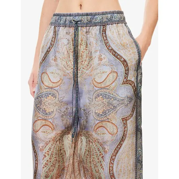Zimmermann Relaxed-fit Silk Trousers - Tapestry Blue Multi