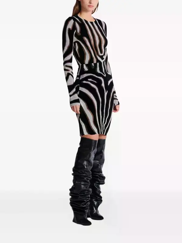 Balmain Zebra-print Velvet Mini Skirt