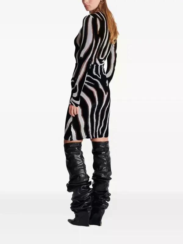 Balmain Zebra-print Velvet Mini Skirt