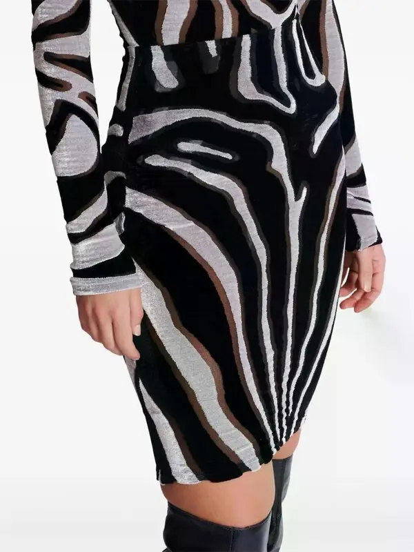 Balmain Zebra-print Velvet Mini Skirt