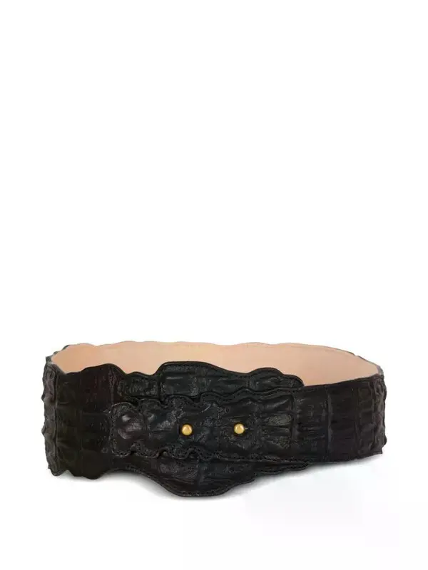 Balmain Croc-print Leather Belt - Black