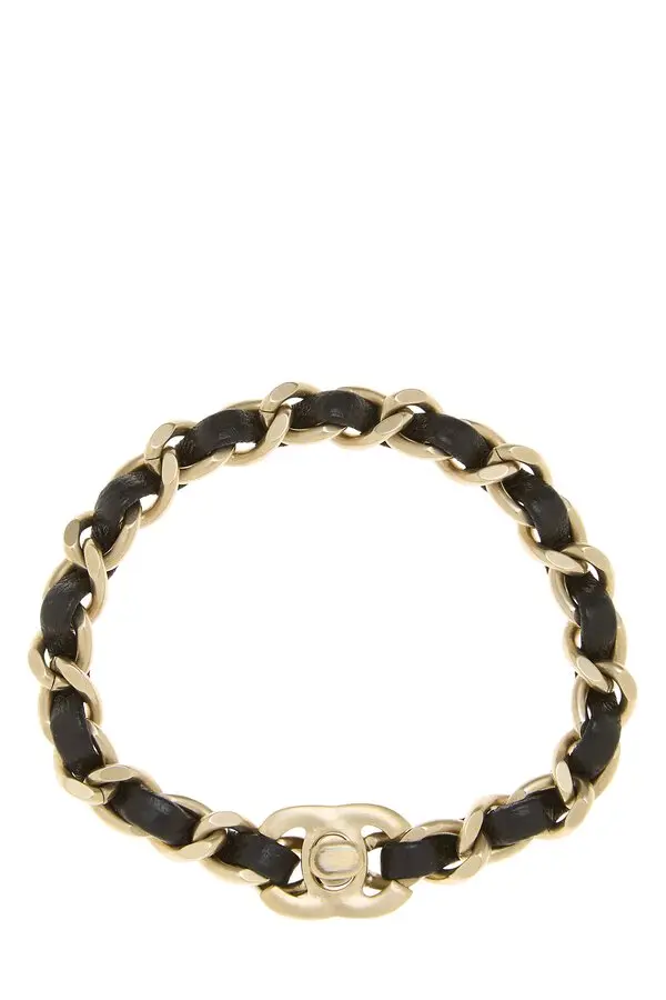 Chanel Gold-plated 'cc' Turnlock Chain Bracelet - Black