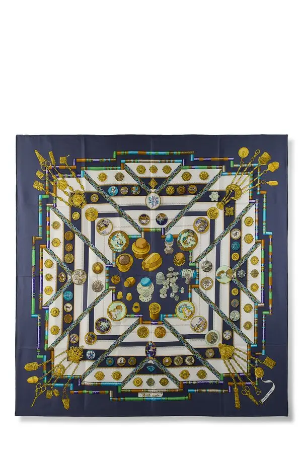 Hermès Multicolor 'petite Main' Silk Scarf 90 - Grey