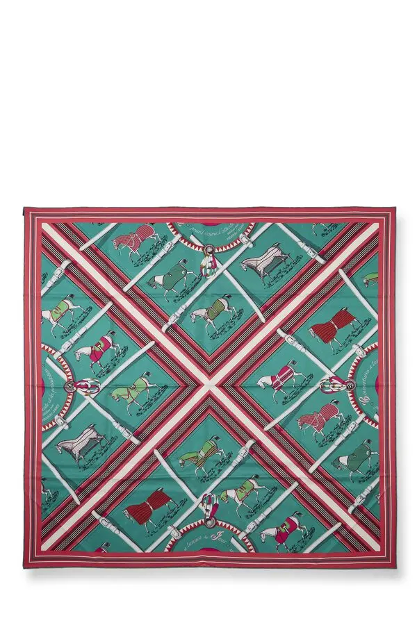 Hermès Multicolor 'couvertures Et Tenues Du Jour' Silk Scarf 90 - Multi