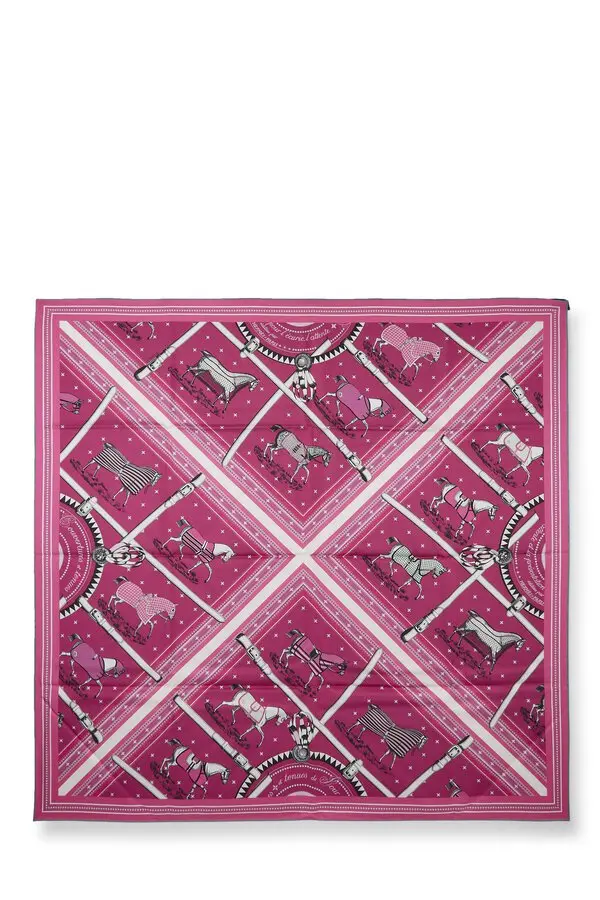 Hermès Multicolor 'couvertures Et Tenues Du Jour' Silk Scarf 90