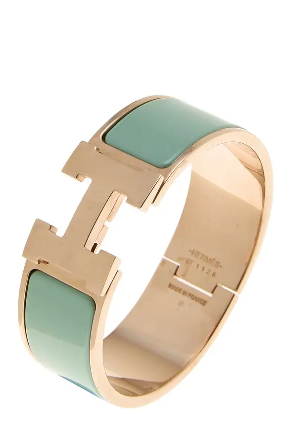 Hermès Enamel Rose Gold Clic-clac H Bracelet - Blue