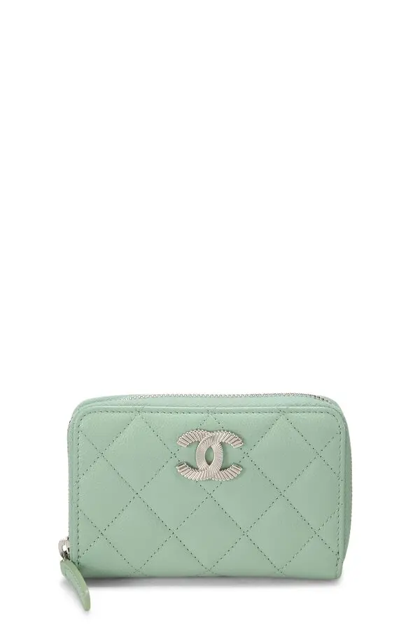 Chanel Caviar Zip Around Coin Purse - Green