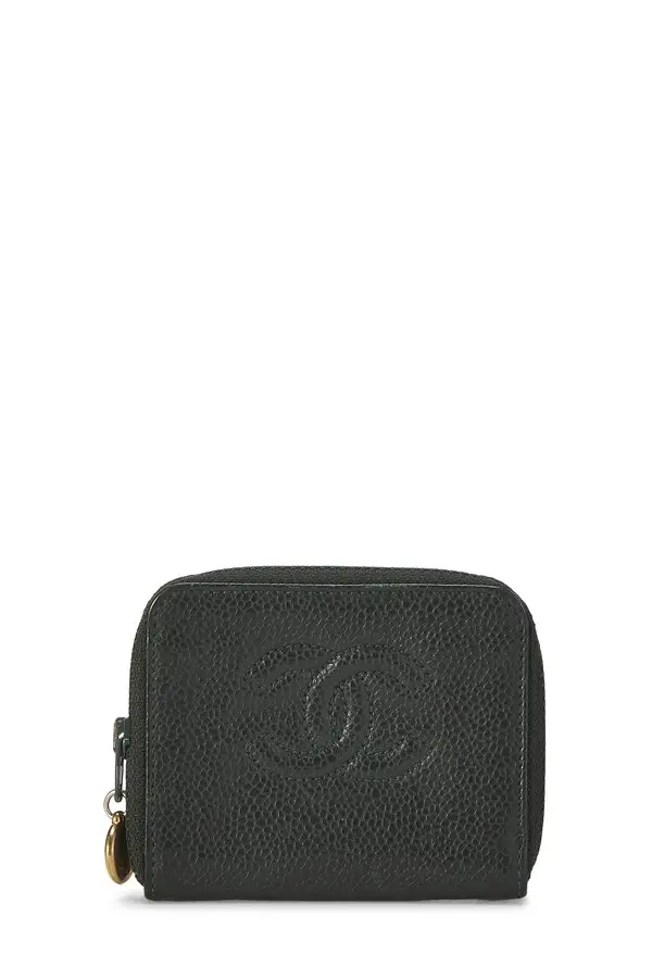 Chanel Caviar Zip Around Coin Purse - Green
