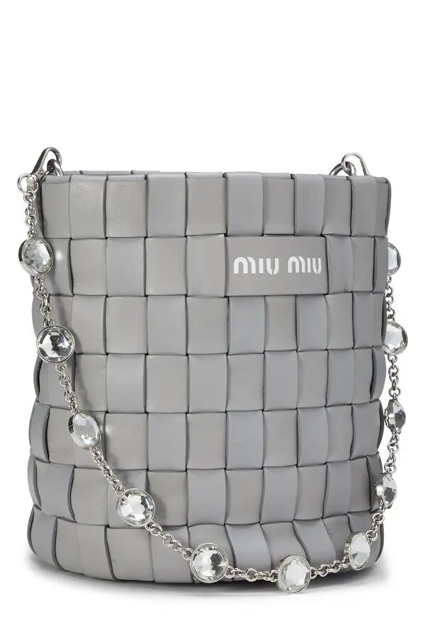 Miu Miu Nappa Woven Bucket Bag