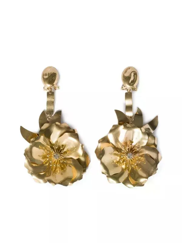 Miu Miu Crystal Flower Clip-on Earrings - Gold