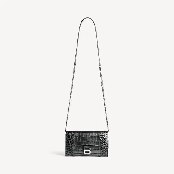 Balenciaga Hourglass Wallet On Chain - Grey