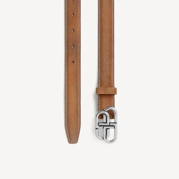 Balenciaga Bb Thin Belt - Brown