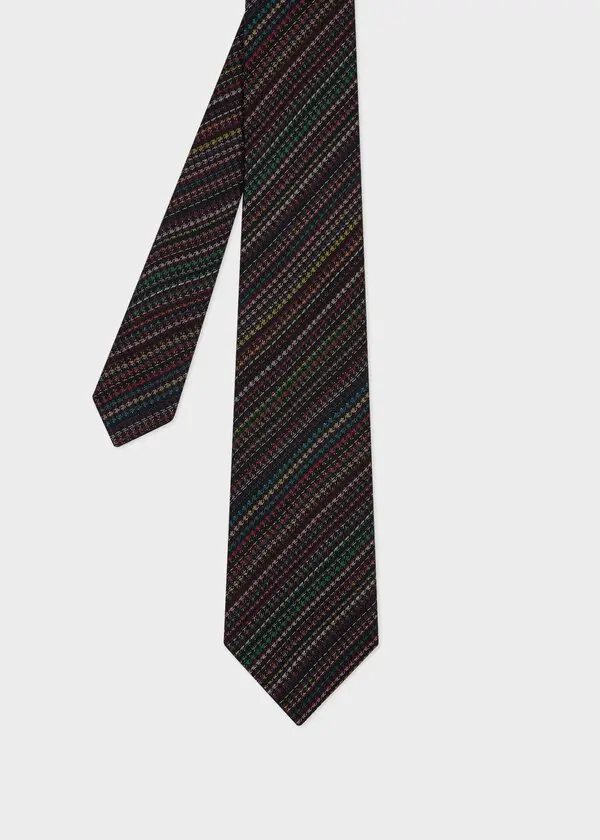 Paul Smith Signature Stripe Houndstooth Silk-blend Tie - Multicolour