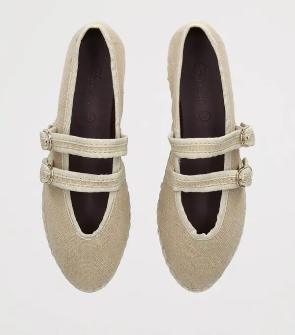 FLABELUS Linen-blend Claire Mary Janes