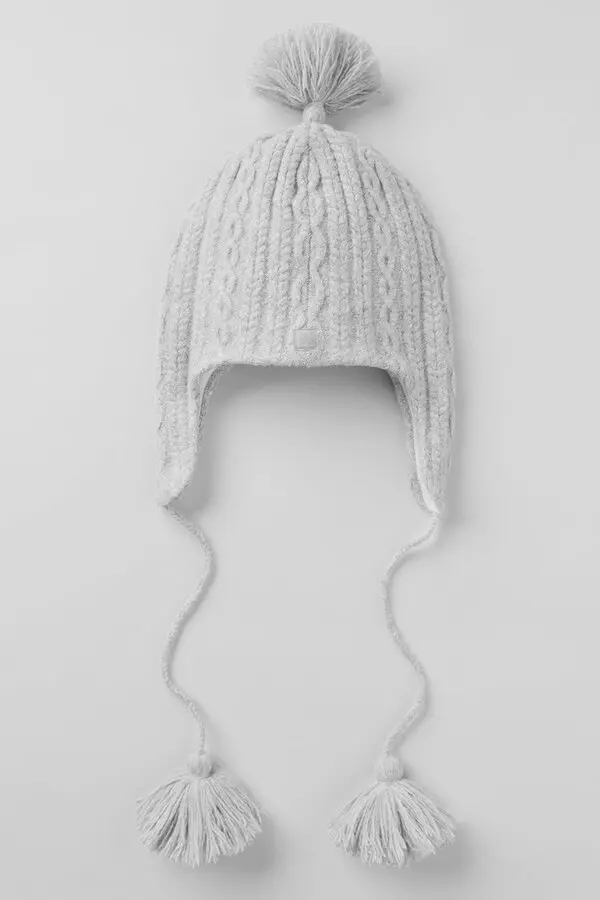 Alo Yoga Cable Knit Earflap Beanie - Athletic Heather Grey