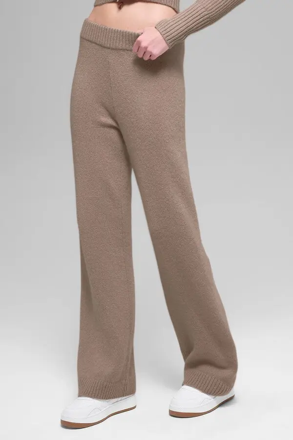 Alo Yoga Wool Cashmere High-waist Wide Leg Pants - Chai Latte