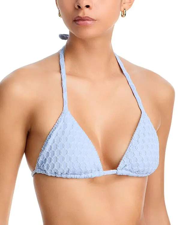 Aqua Swim Textured Triangle Bikini Top - Blue Honeycomb
