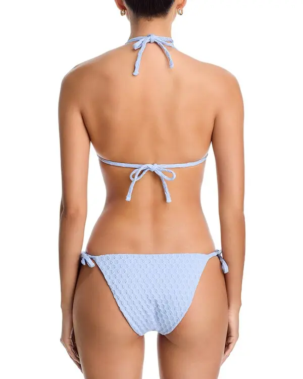 Aqua Textured Side Tie Bikini Bottom