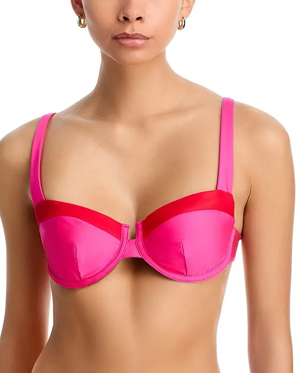 Aqua Swim Colorblock Underwire Bikini Top - Fuchsia